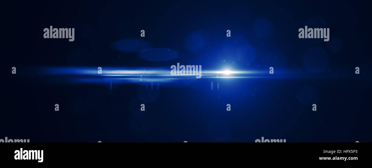 Blue lens flare effect in space. 3D rendering Stock Photo - Alamy