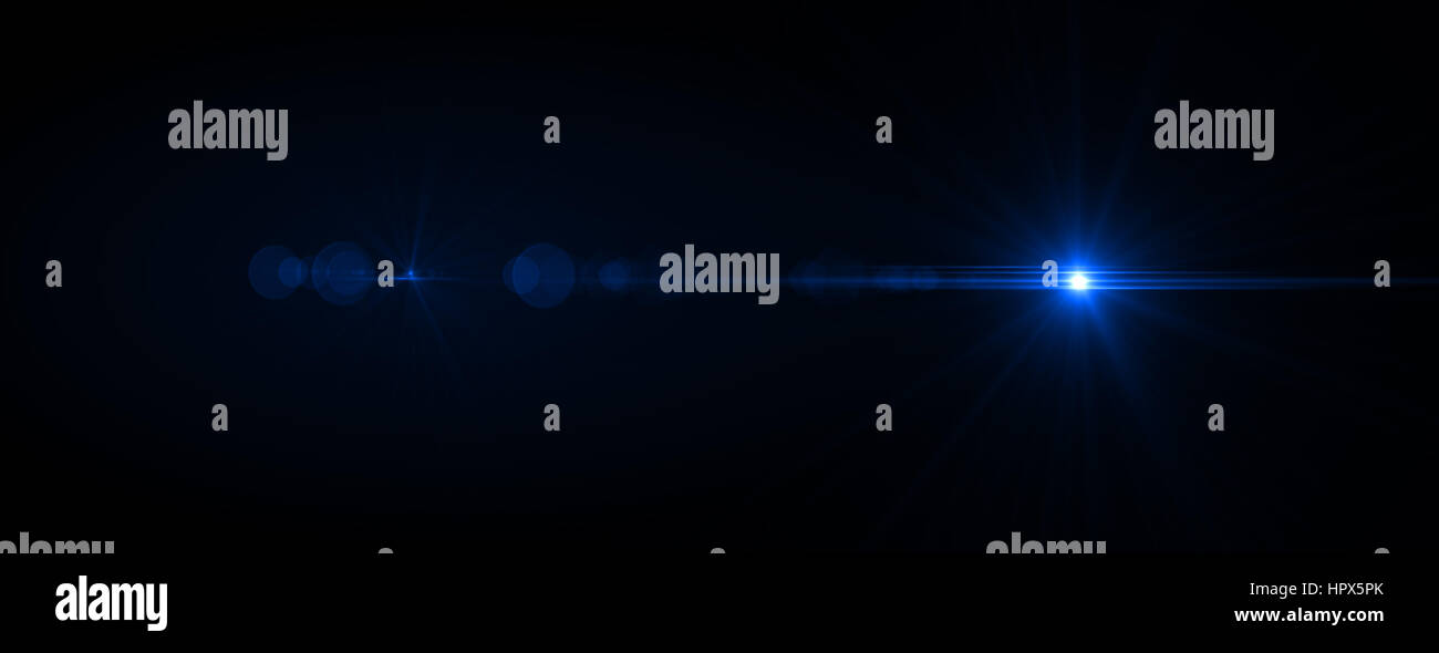Blue lens flare effect in space. 3D rendering Stock Photo - Alamy