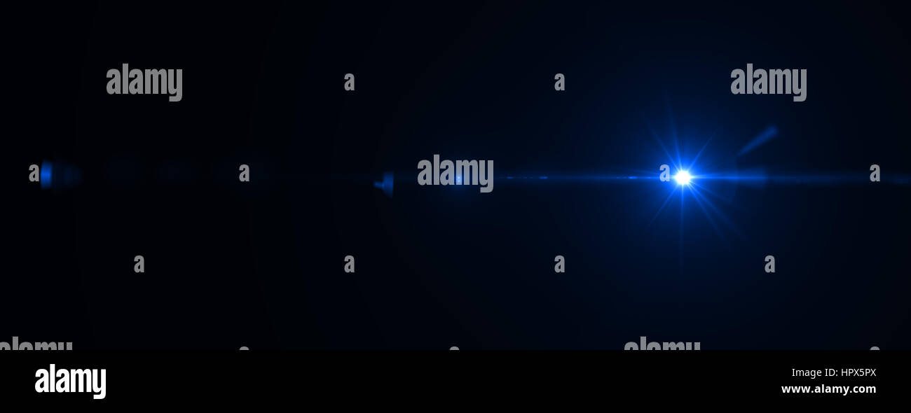 Blue lens flare effect in space. 3D rendering Stock Photo - Alamy
