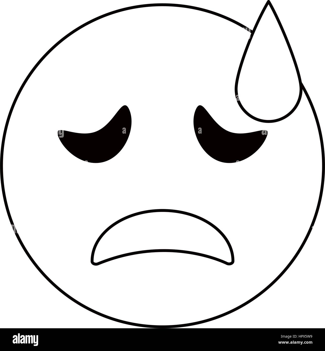 crying face emoticon funny thin line Stock Vector Image & Art - Alamy