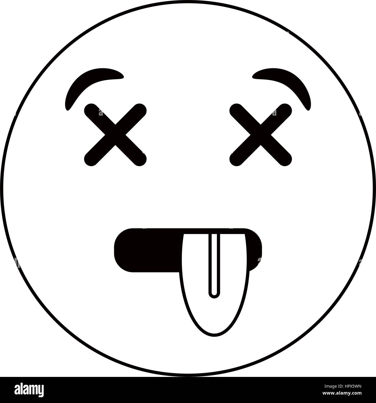 dead emoticon funny thin line Stock Vector Image & Art - Alamy