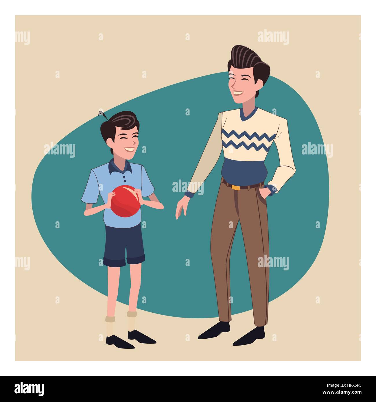father and son red ball vintage background Stock Vector Image & Art - Alamy