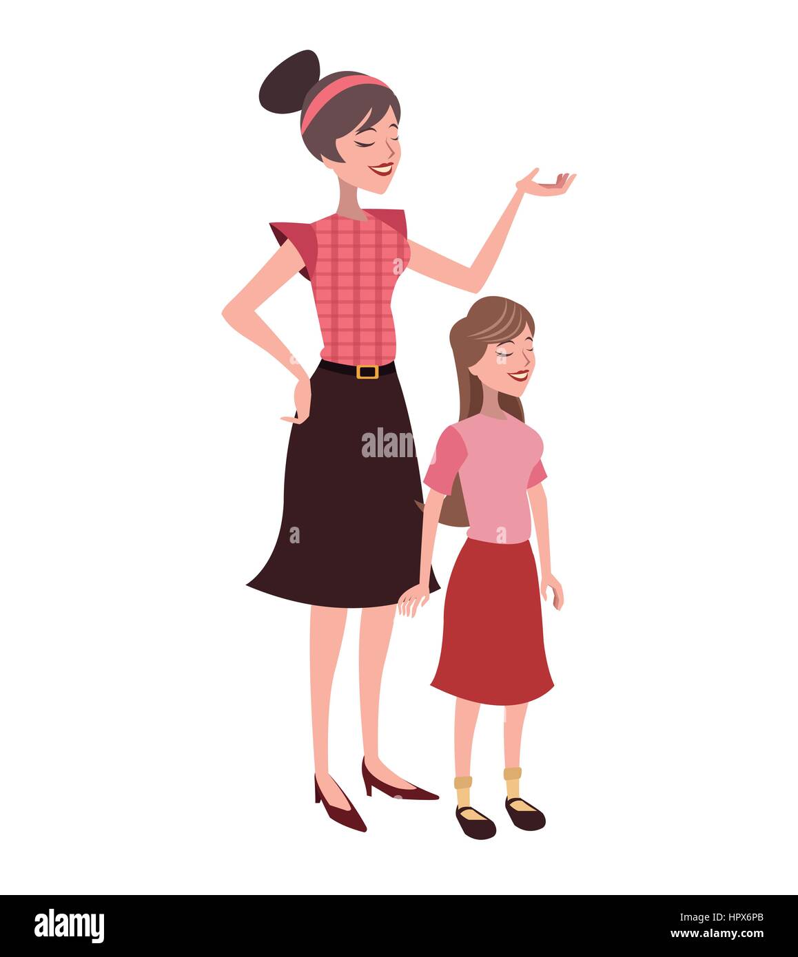 Mother daughter looking at Stock Vector Images - Alamy