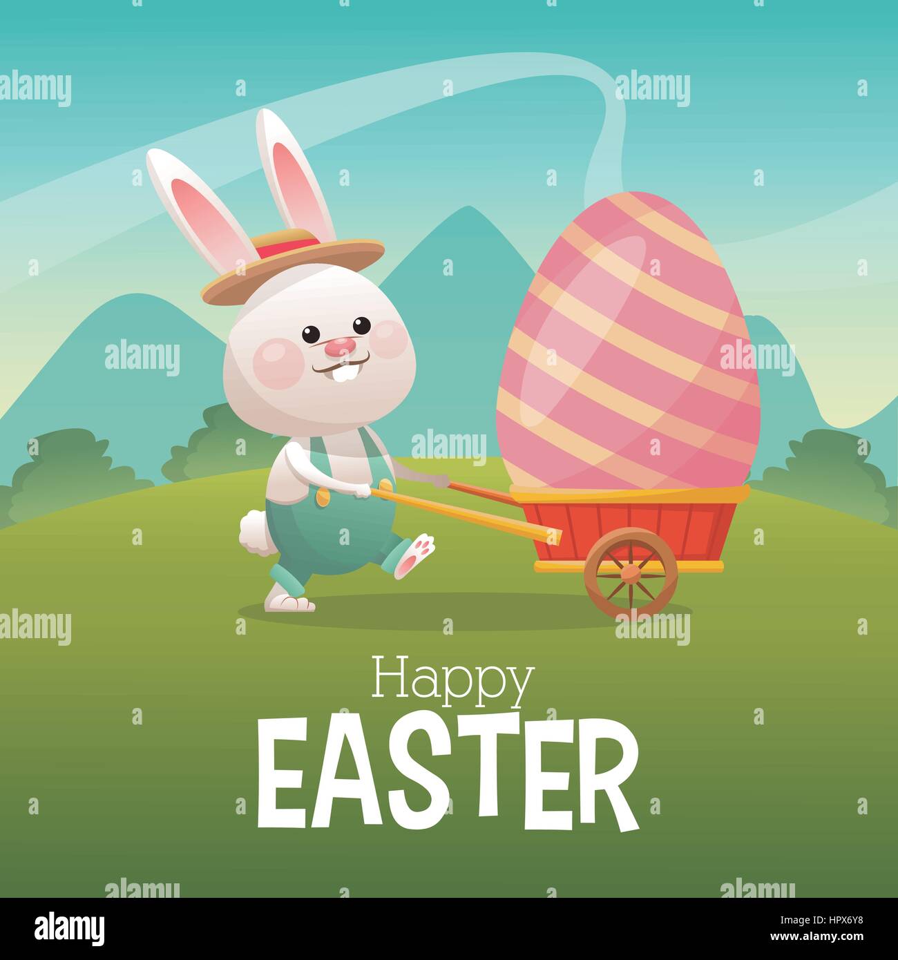 Cartoon Easter Scene Easter Bunny High Resolution Stock Photography and ...