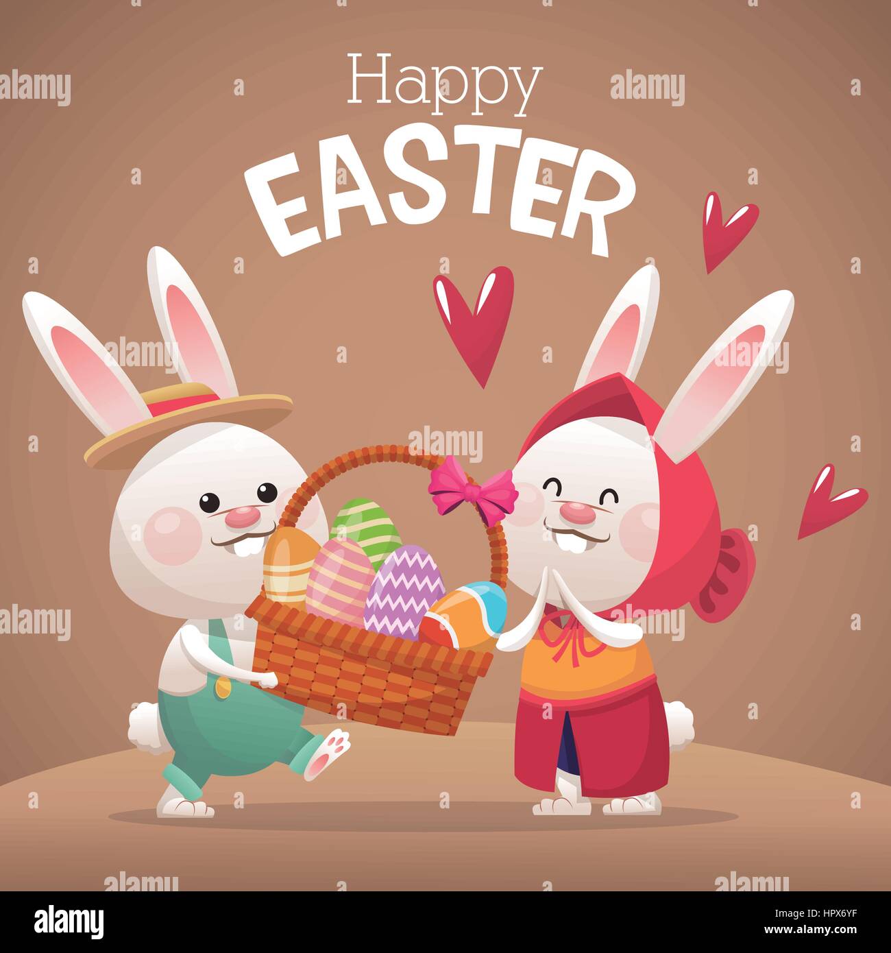 Cute easter couple rabbit heart hi-res stock photography and images - Alamy