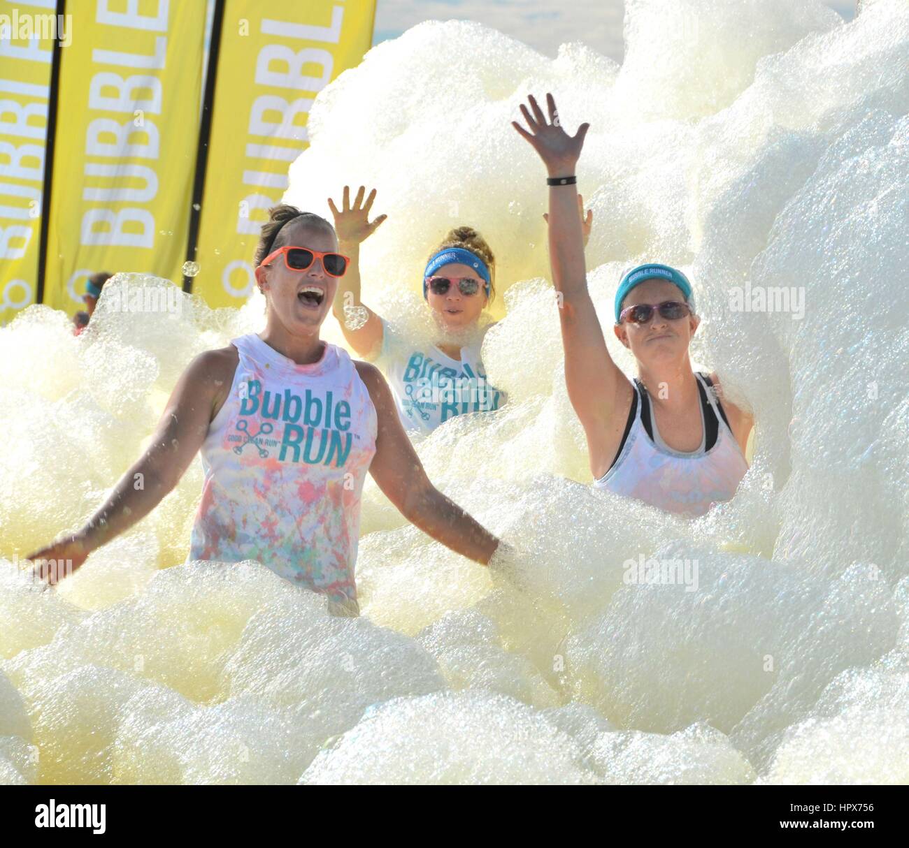 Bubble Run Fundraiser Stock Photo - Alamy