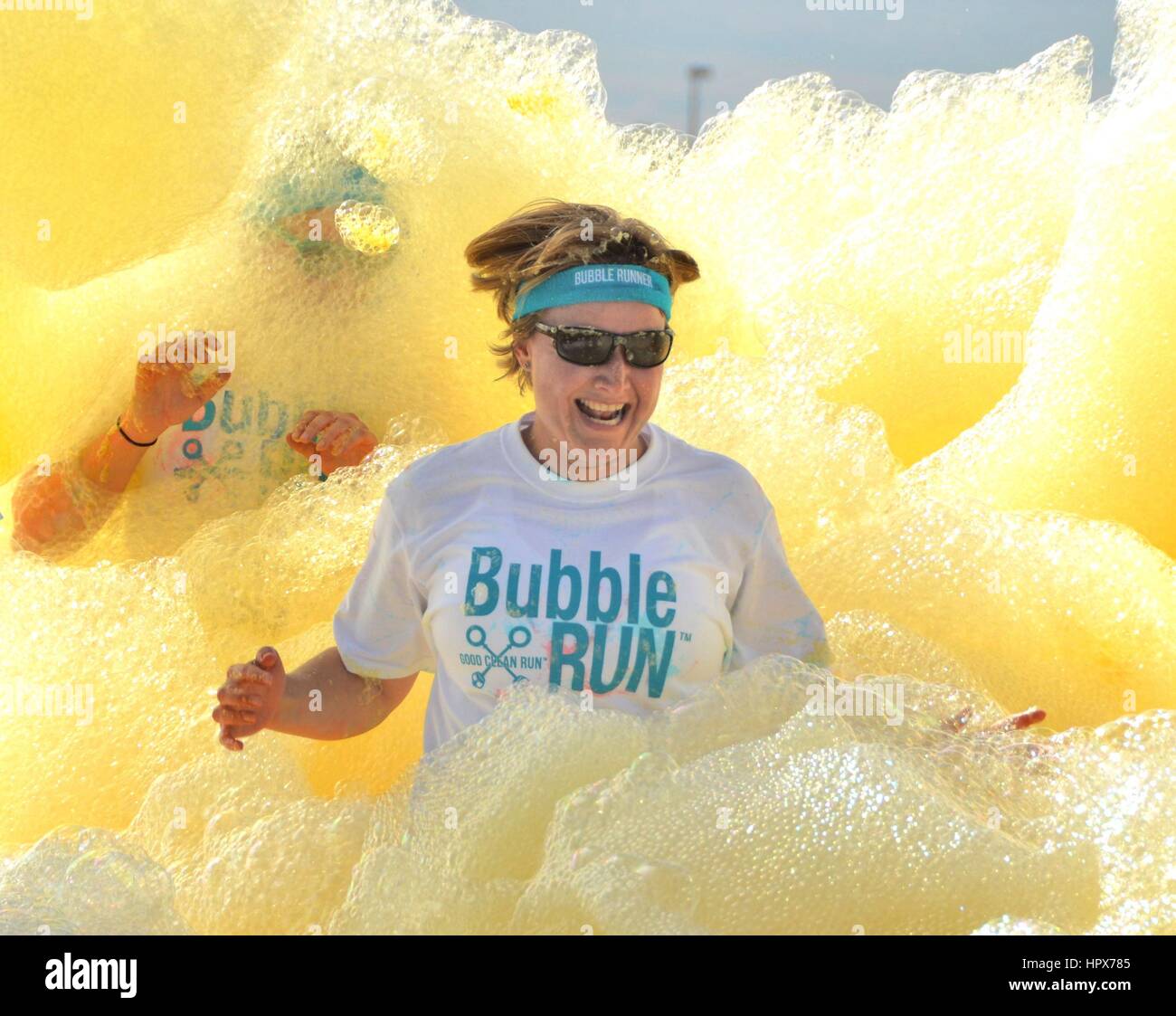 Bubble Run Fundraiser Stock Photo - Alamy