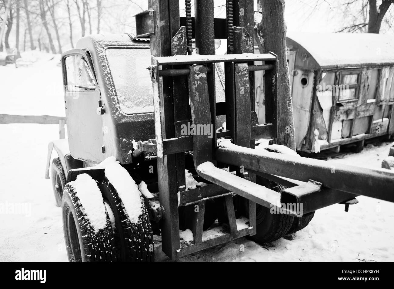 Old red tractor Black and White Stock Photos & Images - Alamy