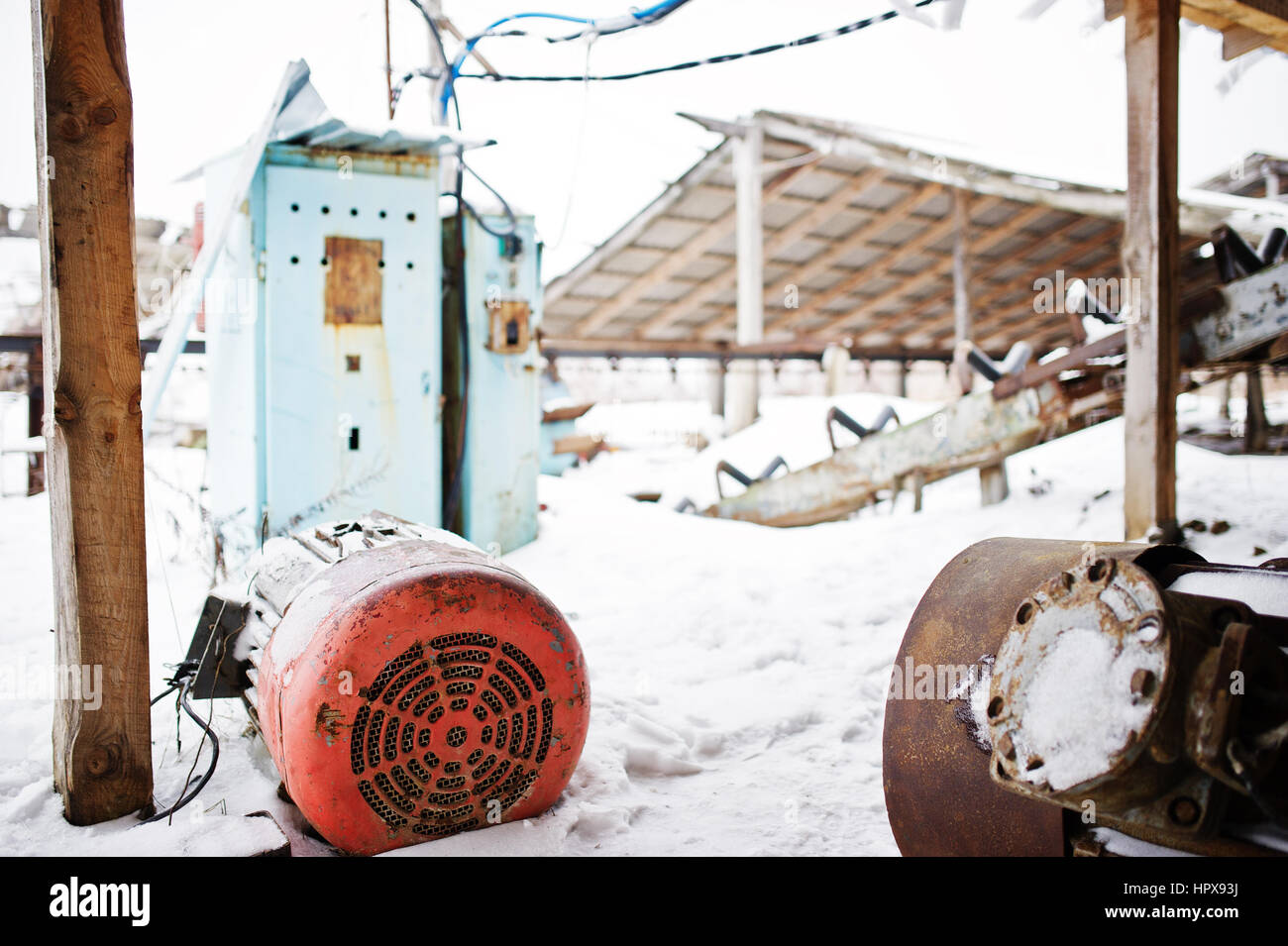Powerful electric motors of old soviet industrial equipment Stock Photo ...