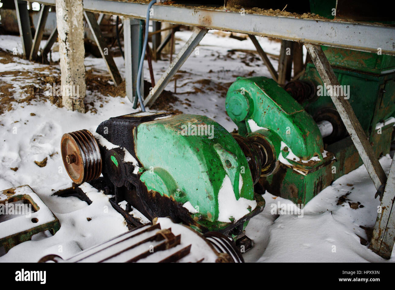 Powerful electric motors of old soviet industrial equipment Stock Photo ...