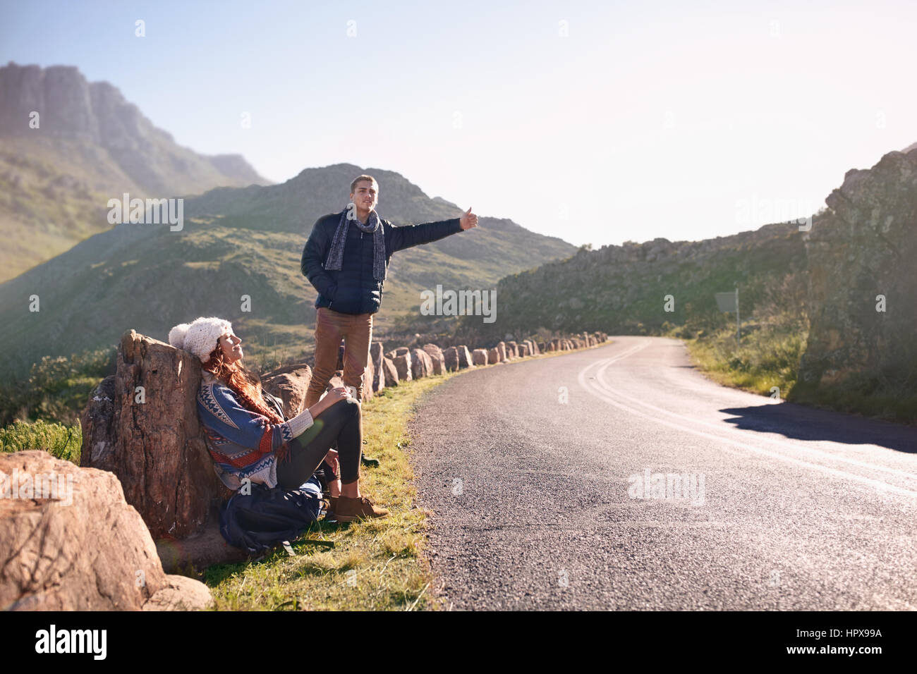 Backpacking hitchhiking hi-res stock photography and images - Alamy
