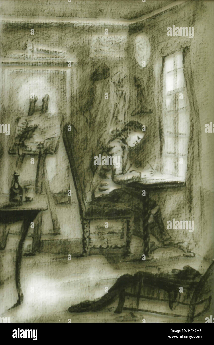 Goethe in his office, Frankfurt, Germany, drawing Stock Photo - Alamy