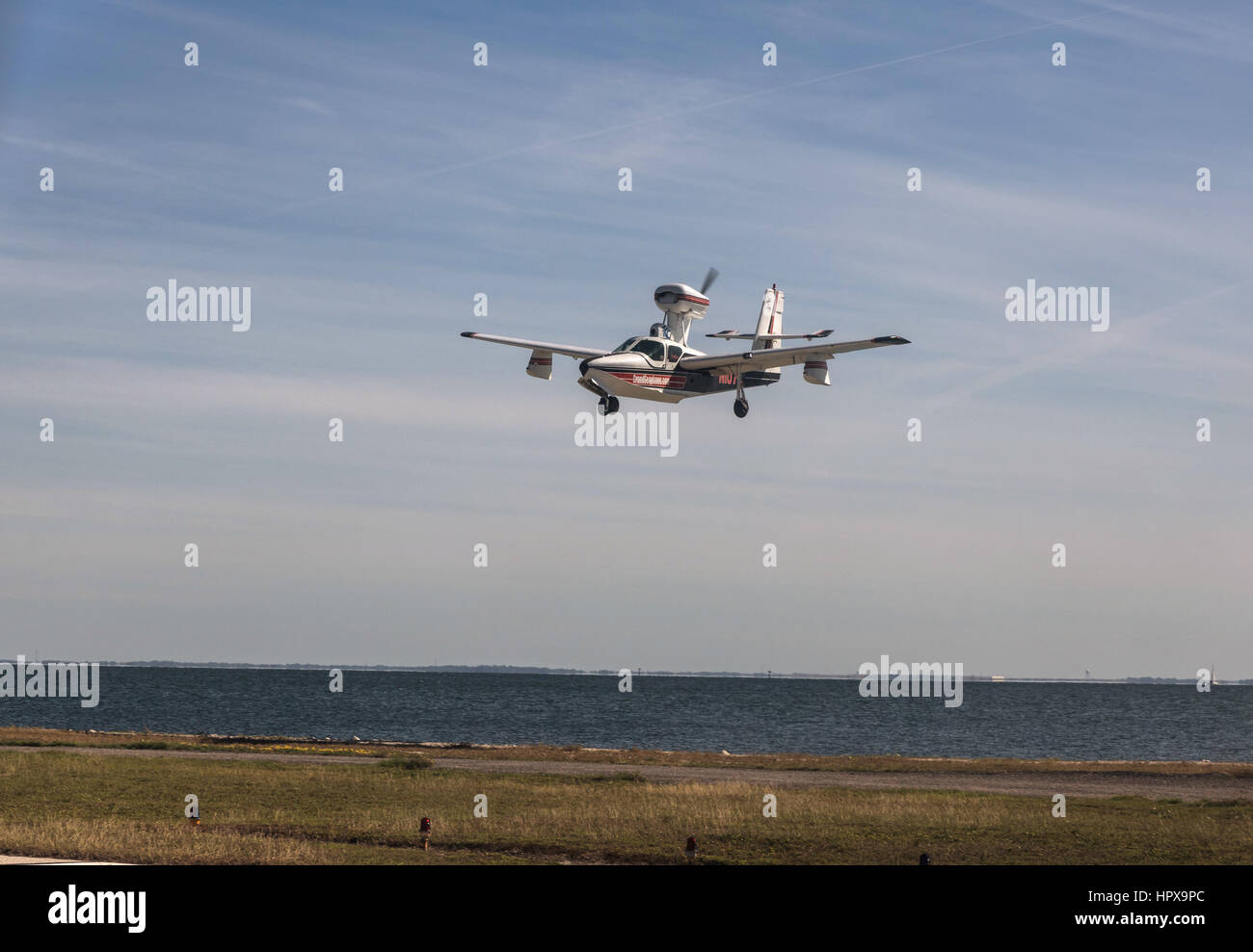 ST. PETERSBURG, USA - FEBR 16, 2017: Flying hydroplane. Plane Lake on ...