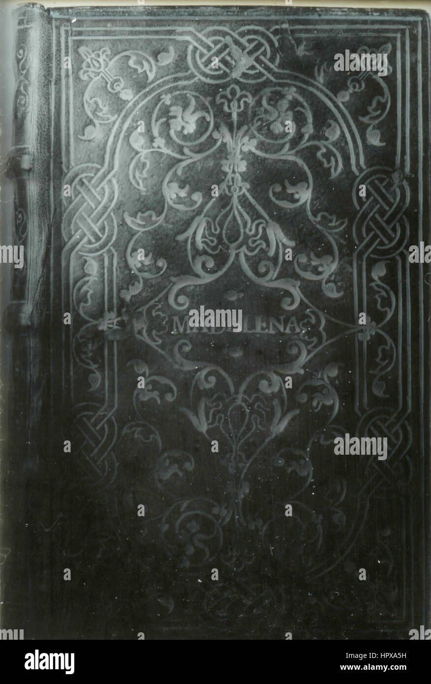 Front cover of an old manuscript book Madalena Stock Photo - Alamy