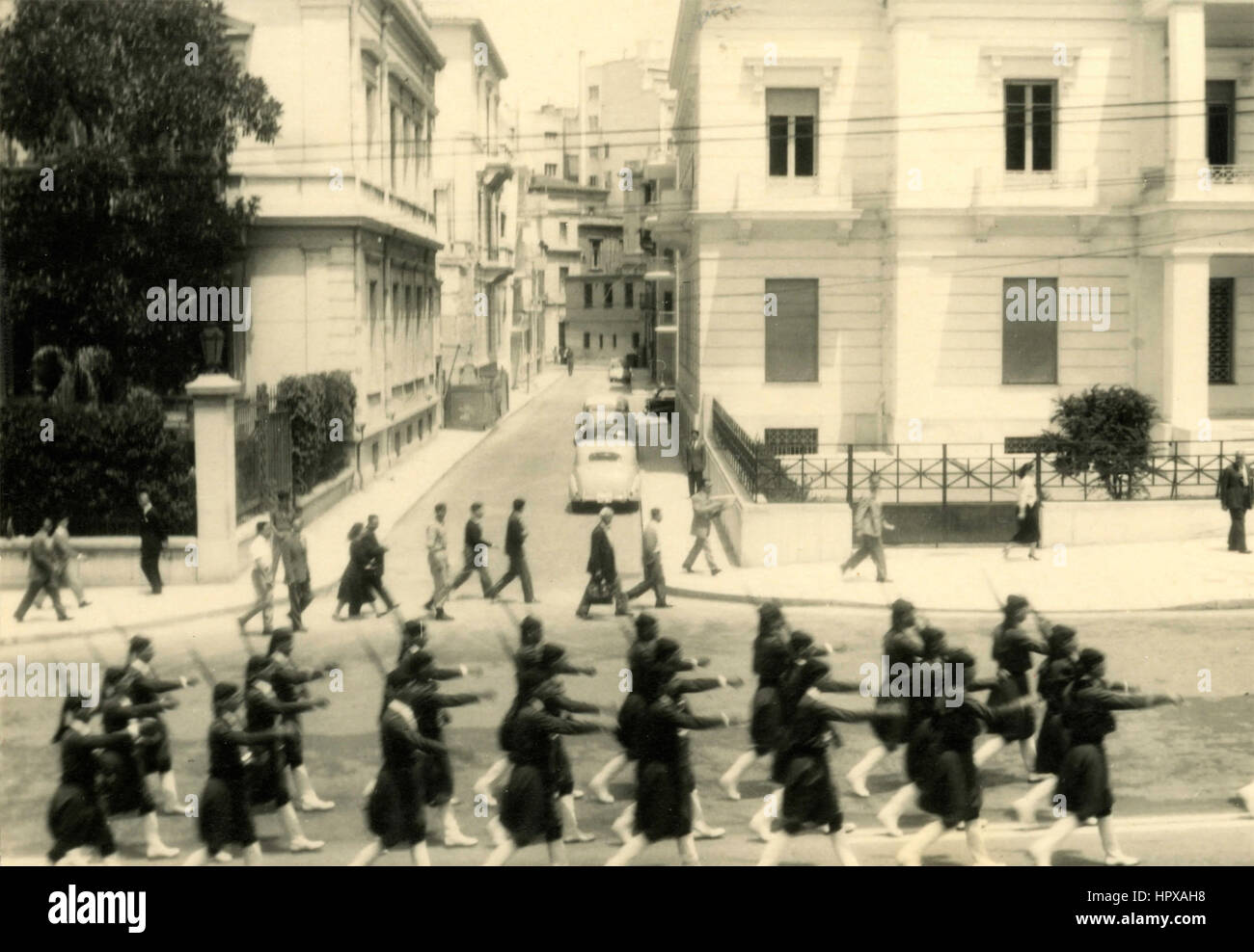 Group of soldiers marching, Greece Stock Photo - Alamy