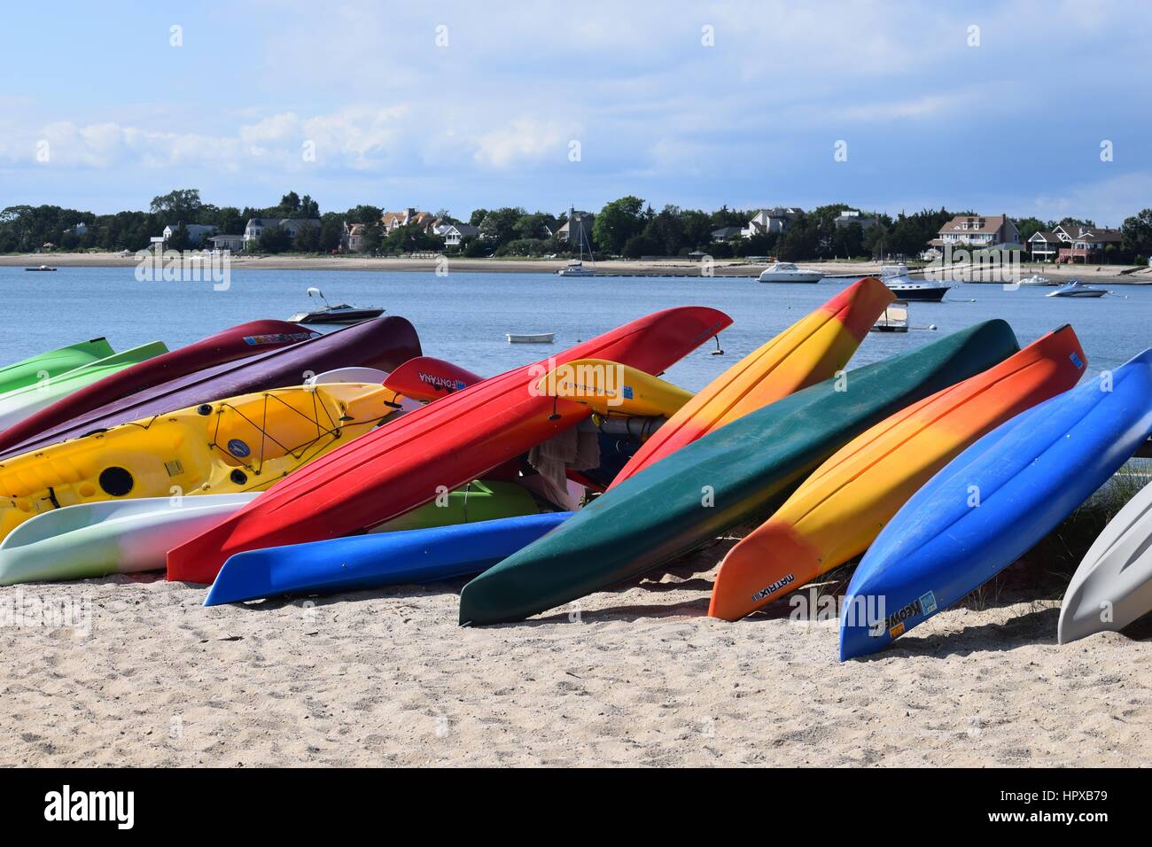 Kayaks at the beach Stock Photo - Alamy