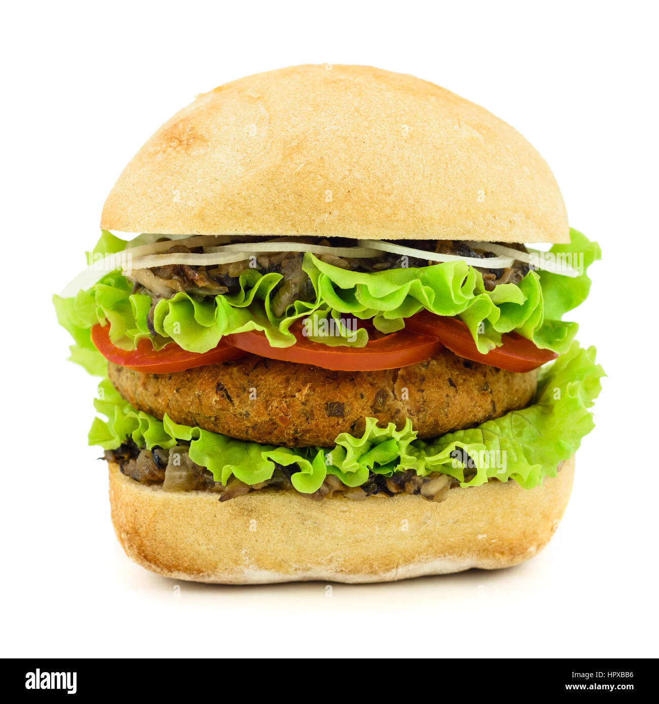 fresh vegetarian burger isolated on white background Stock Photo - Alamy
