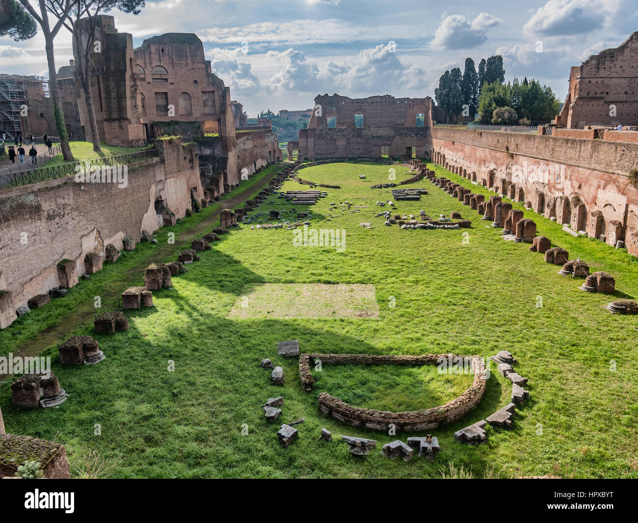 The hippodrome of Domitian on Palatine hill in Rome, Italy Stock Photo ...