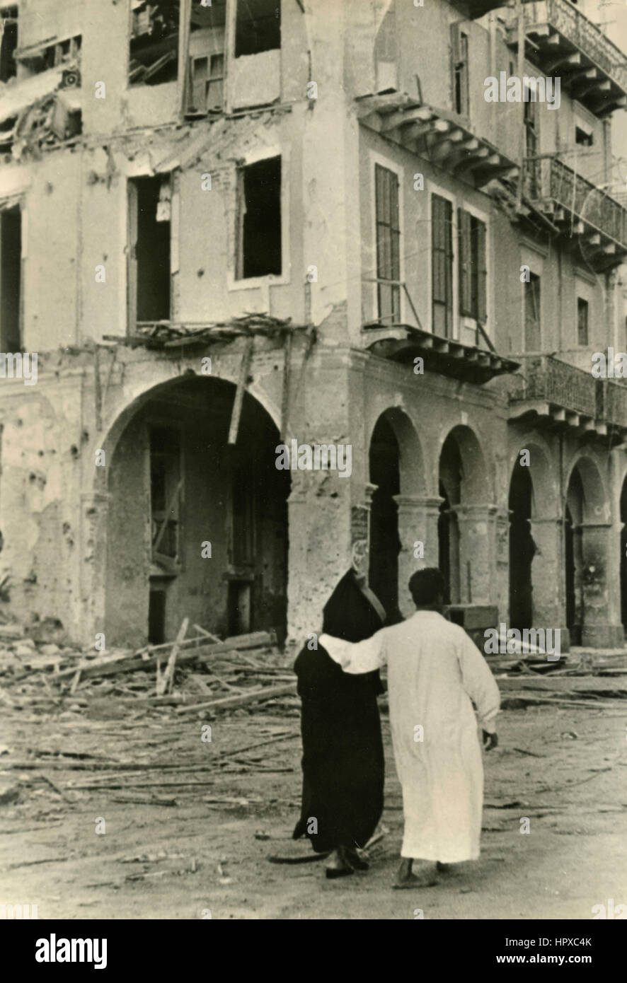 The buildings in Suez after bombing, Egypt 1956 Stock Photo - Alamy