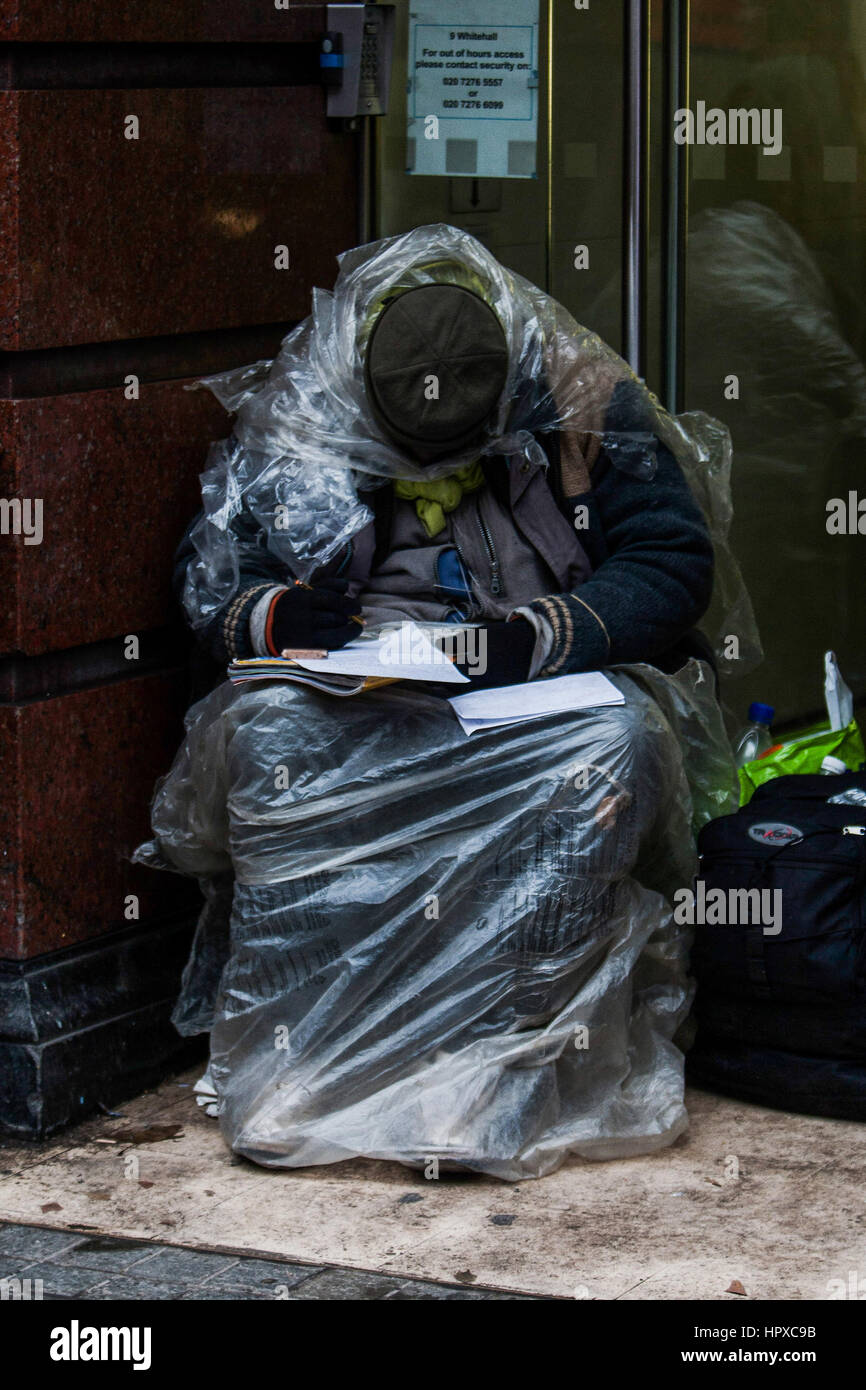 Homeless people sleeping rough in London Featuring: Atmosphere, View ...
