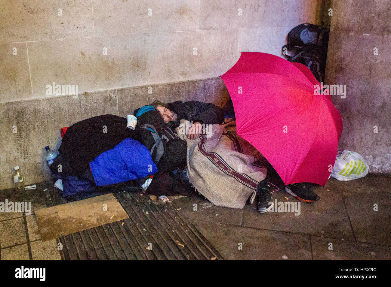 Homeless people sleeping rough in London Featuring: Atmosphere, View ...