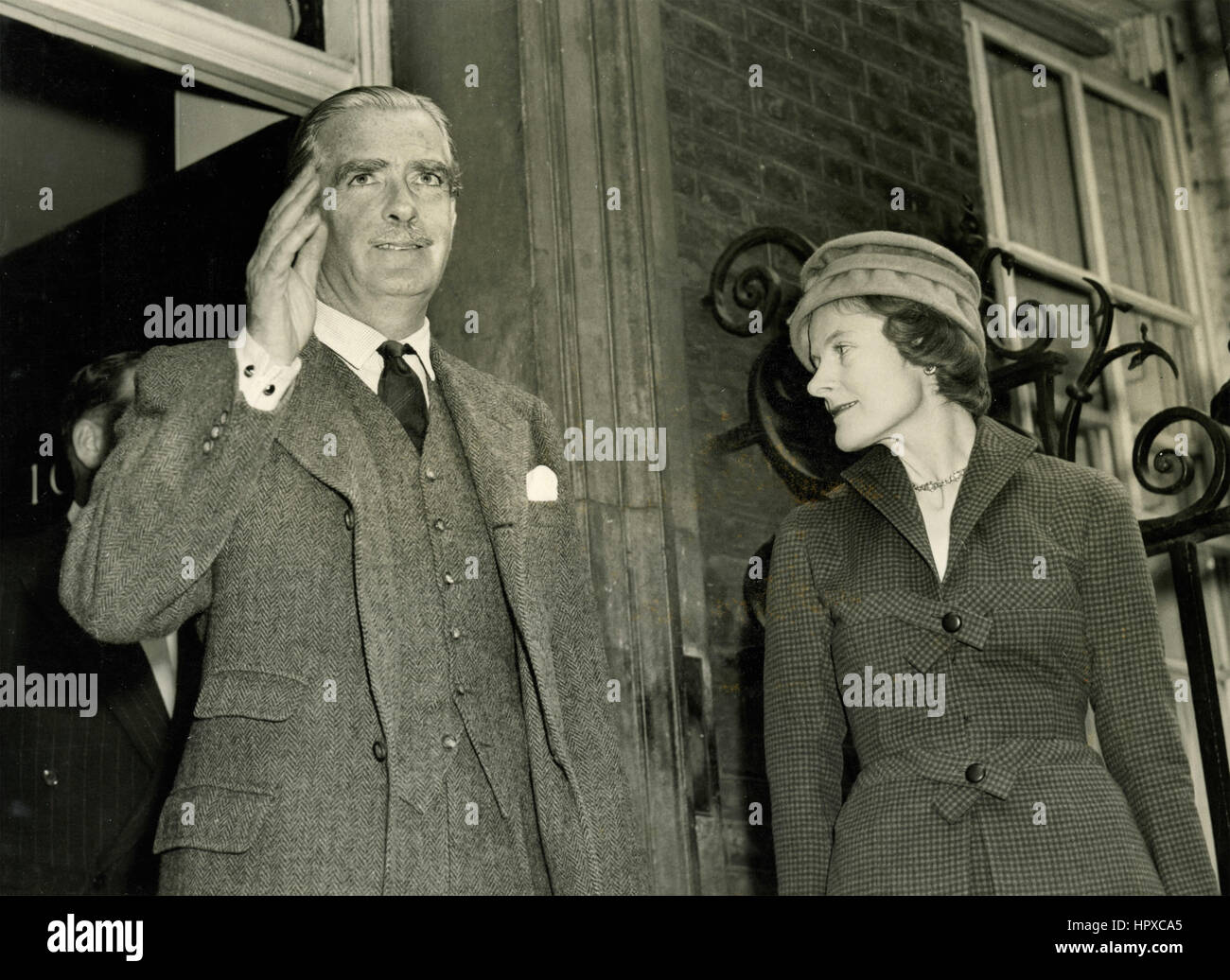English politician Anthony and Lady Eden leaving no. 10 Downing Street ...
