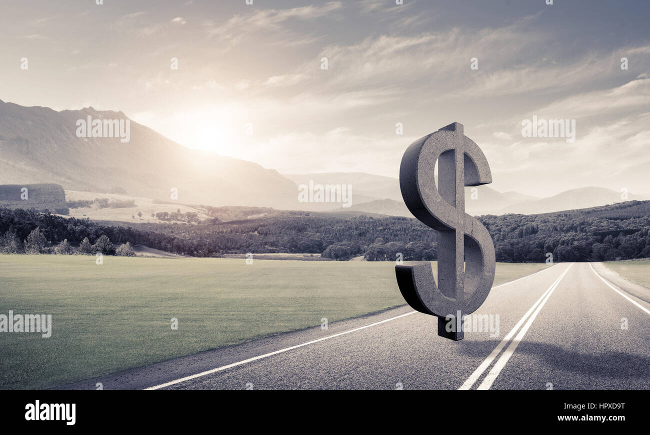 Stone dollar symbol on natural landscape as currency sign Stock Photo ...