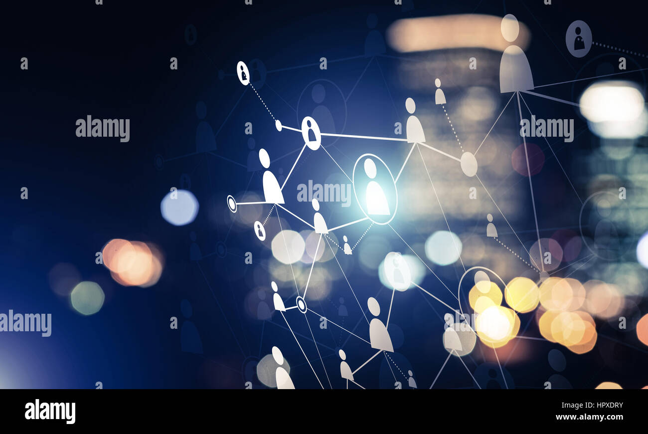 Background conceptual image with social connection lines on dark ...