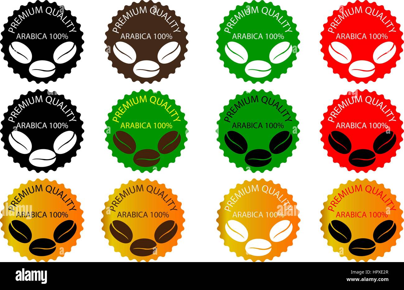 100% Arabica coffee - sticker or label, coffee bean ,Coffee premium ...