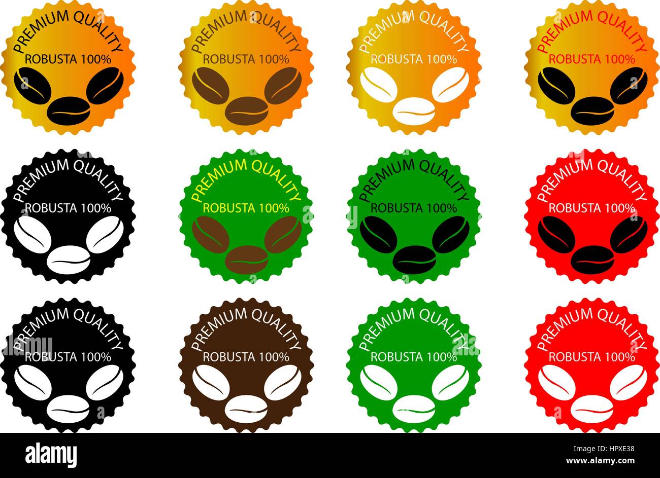 100% Robusta coffee - sticker or label, coffee bean ,Coffee premium ...