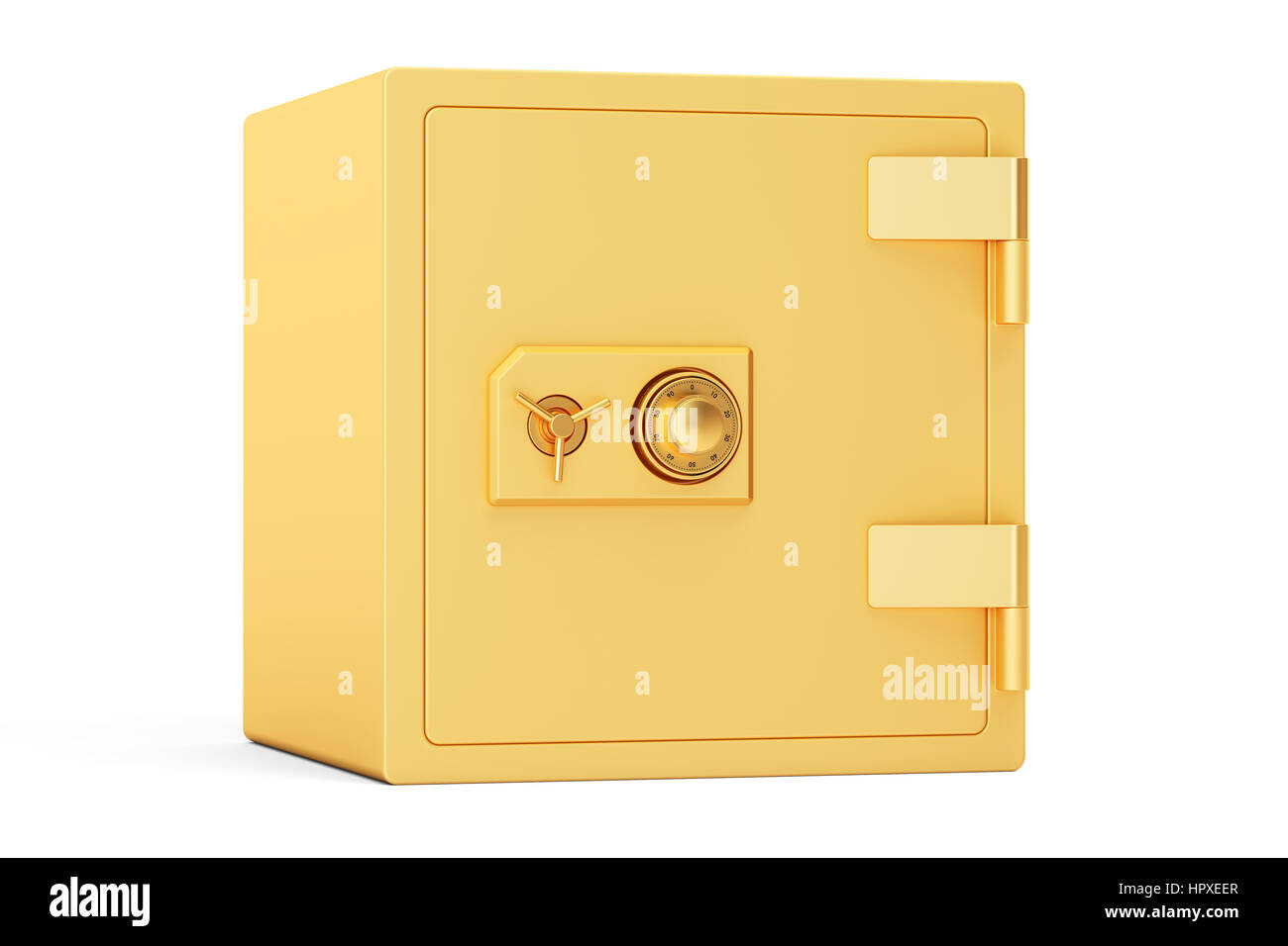 Golden Combination Safe Box, 3D rendering isolated on white background ...