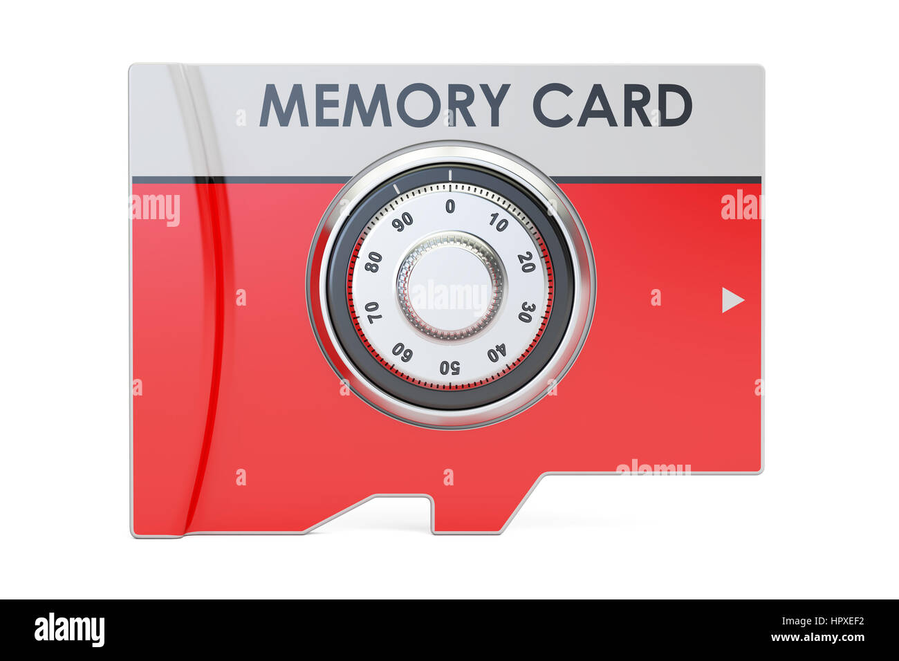 memory card with safe combination dial lock, 3D rendering isolated on ...
