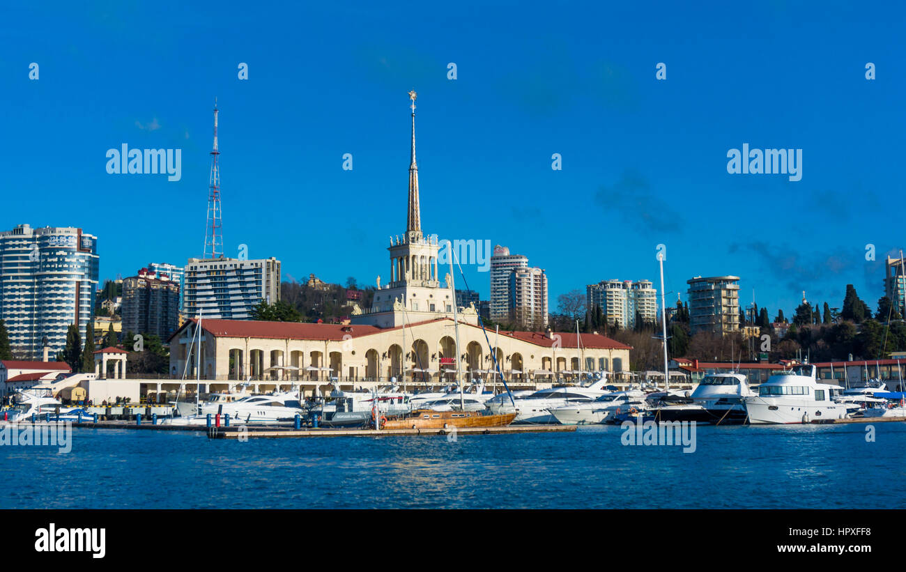 SOCHI, RUSSIA - 30 JANUARY, 2016. Sea Port of Sochi Stock Photo - Alamy
