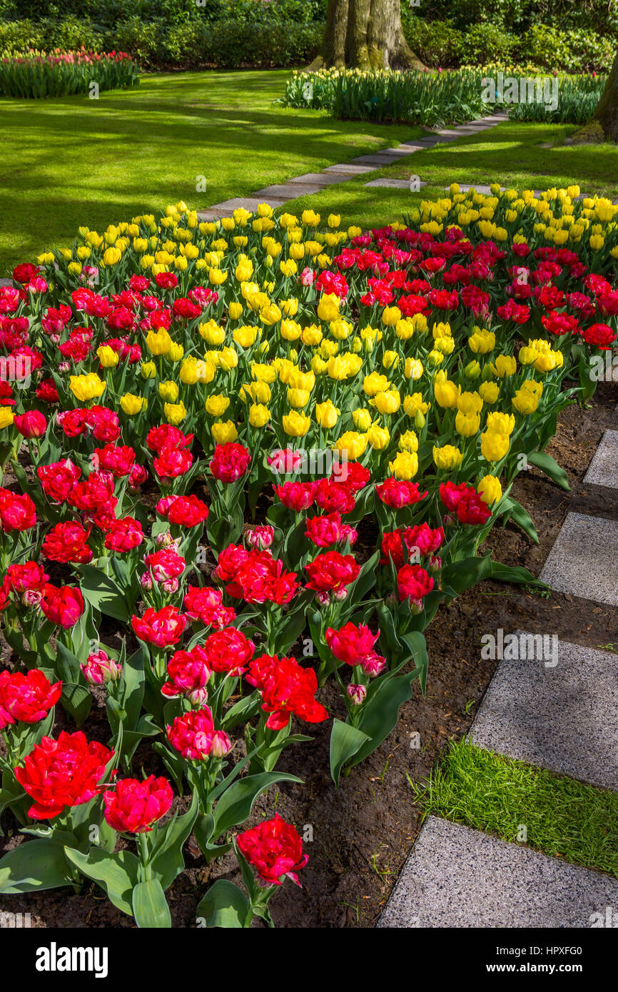 Spring Formal Garden. Beautiful garden of colorful flowers Stock Photo ...