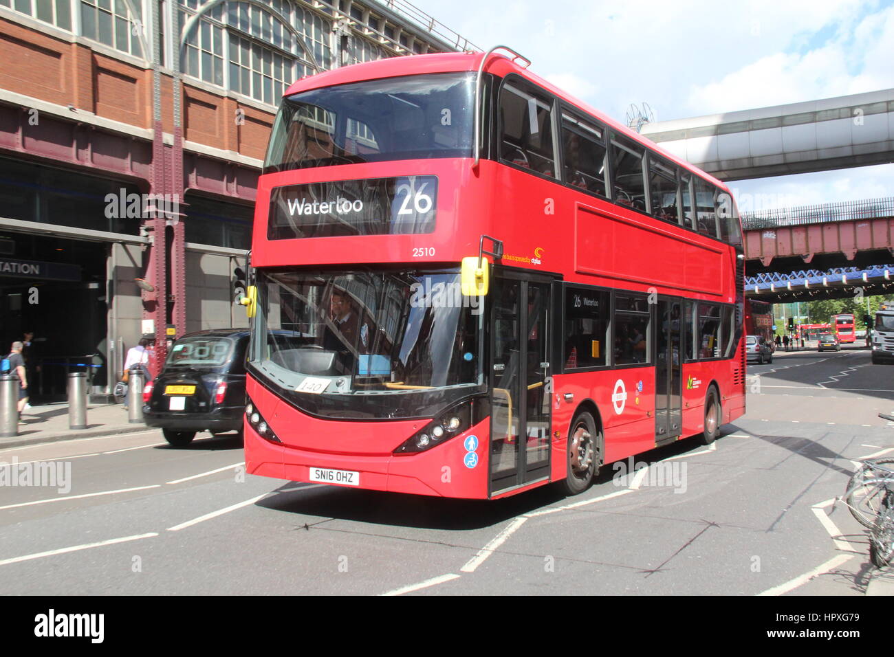 CT Plus Alexander Dennis Enviro 400 City red London Bus Stock Photo - Alamy