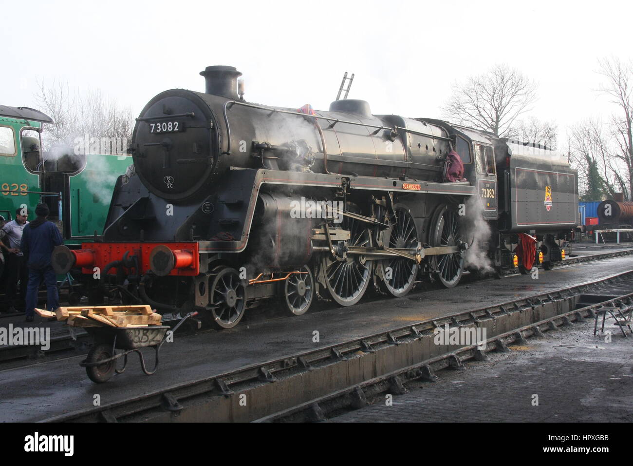STEAM LOCOMOTIVE 73082 CAMELOT AT BLUEBELL RAILWAY Stock Photo - Alamy