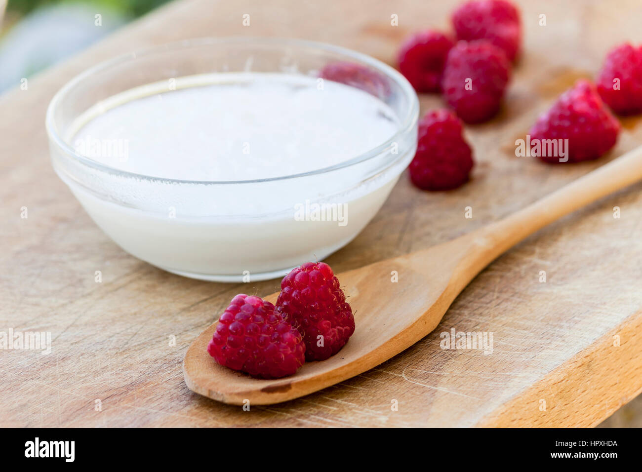 Healthy yogurt with raspberries hi-res stock photography and images - Alamy