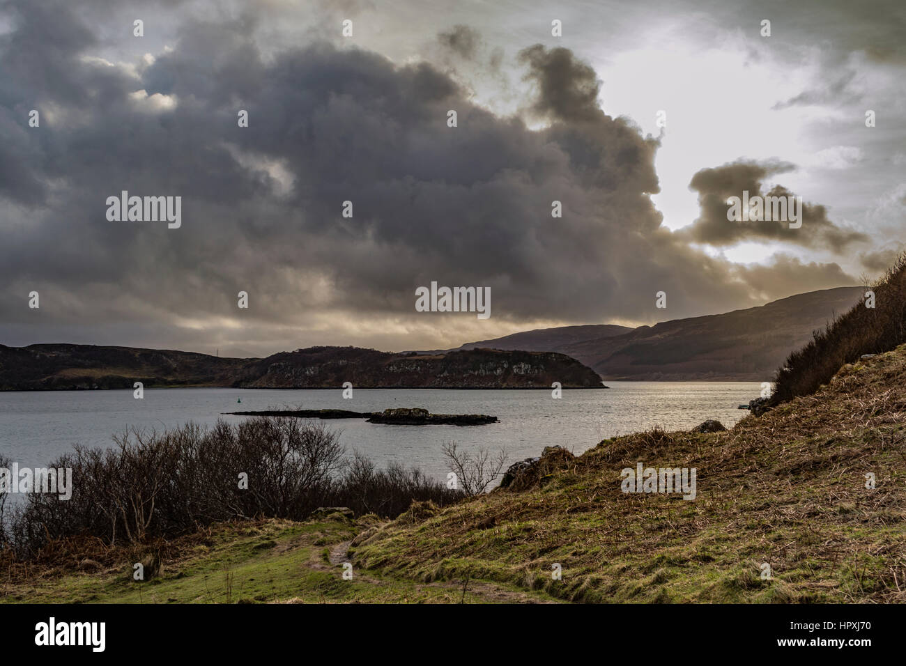 View across the Sound of Raasay on the Scorrybreac walk, near Portree ...