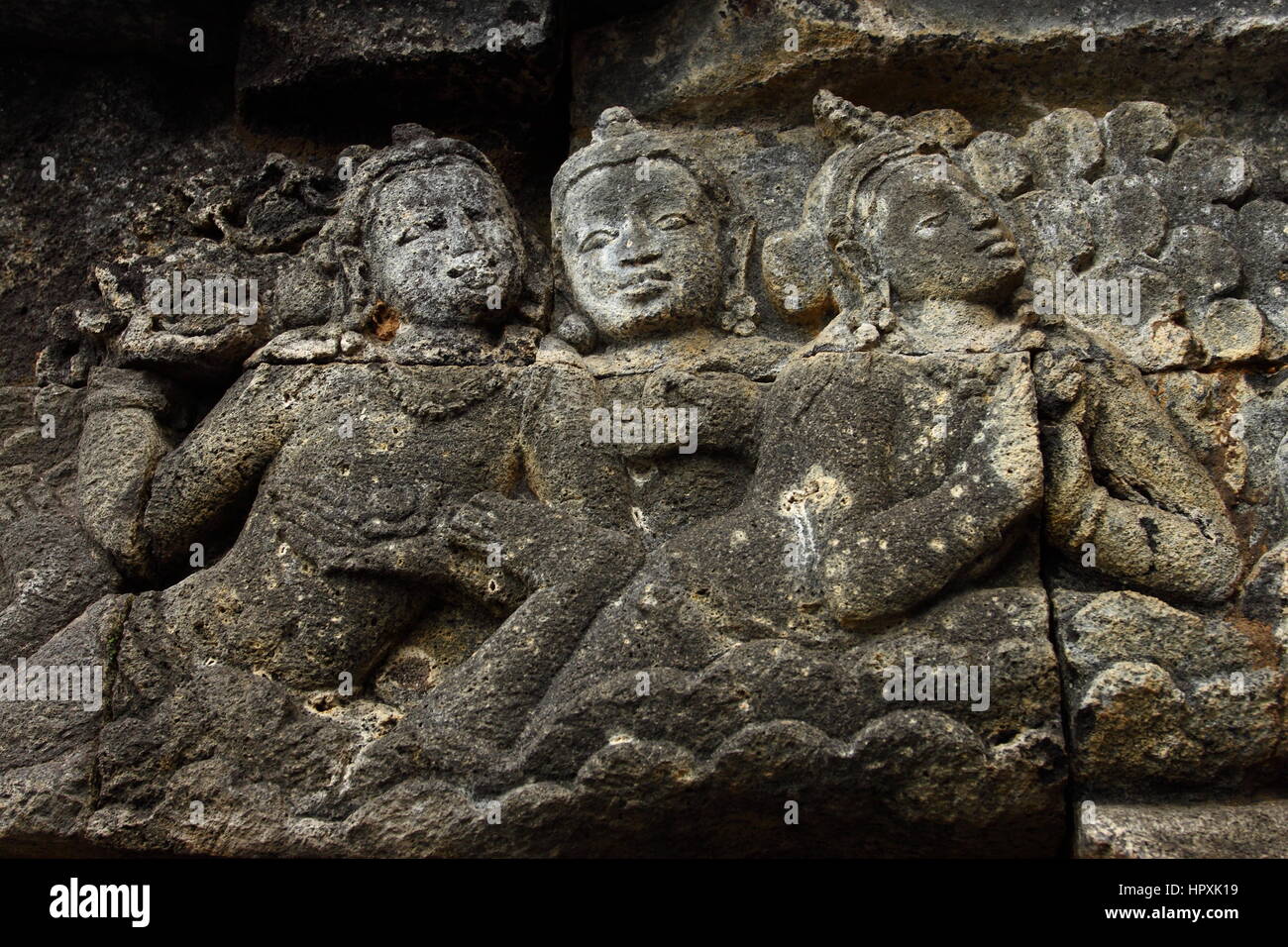 Relief of Borobudur temple in Yogyakarta, Java, Indonesia Stock Photo ...