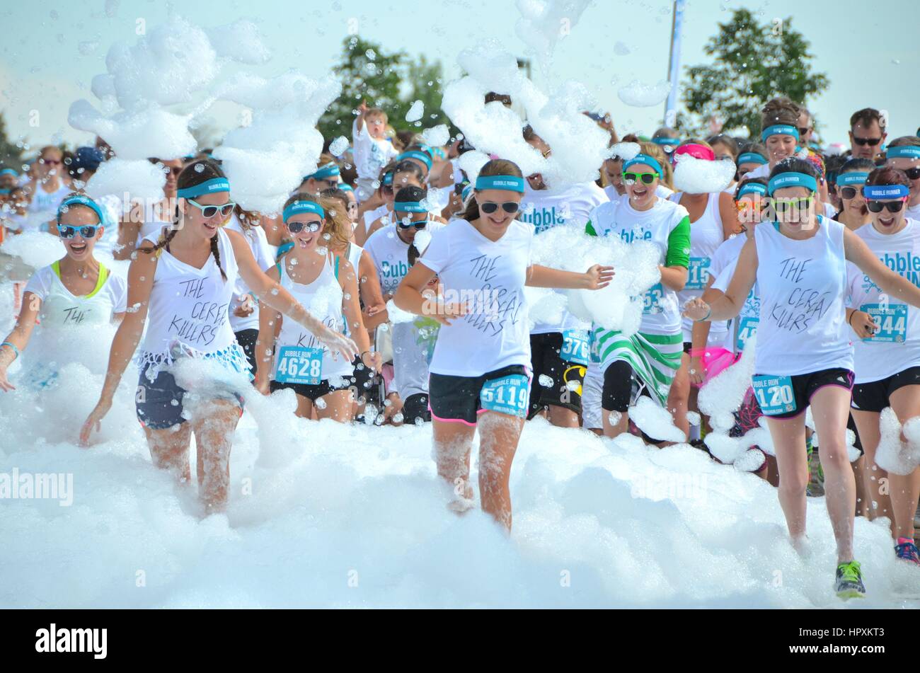 Bubble Run Fundraiser Stock Photo - Alamy