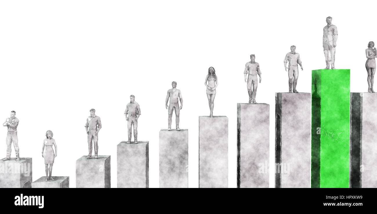 People Standing on Financial Bar Graph Chart Stock Photo - Alamy