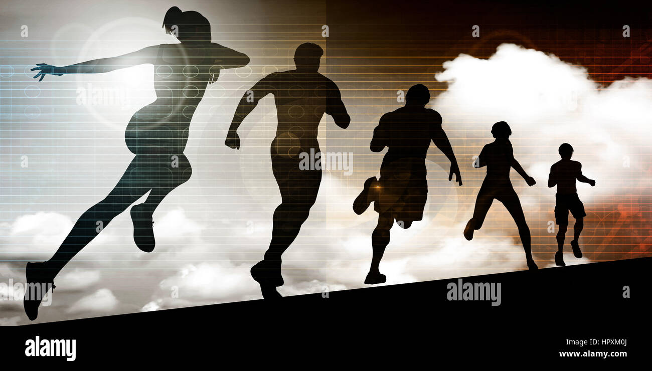 Running Abstract with Marathon Runners Racing in a Line Stock Photo - Alamy
