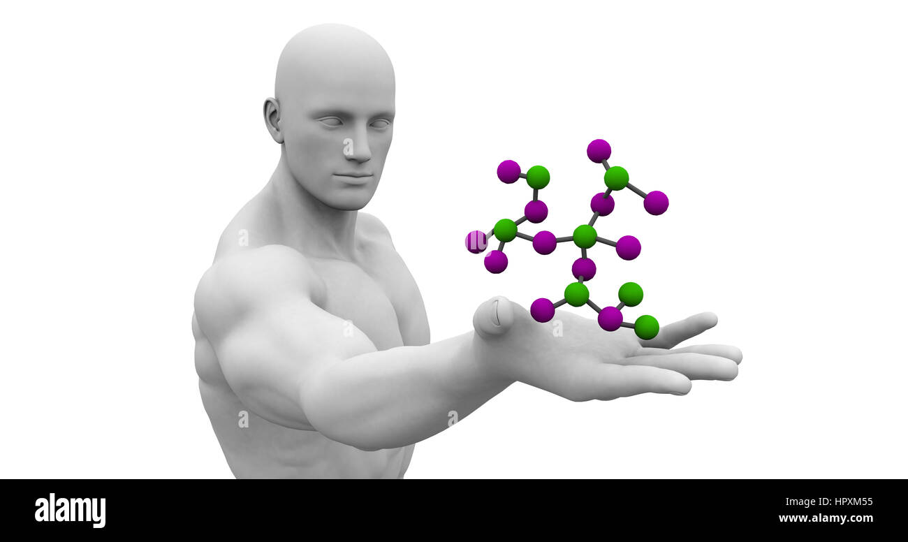 Chemistry Science with Man Looking at Molecular Formula Stock Photo - Alamy