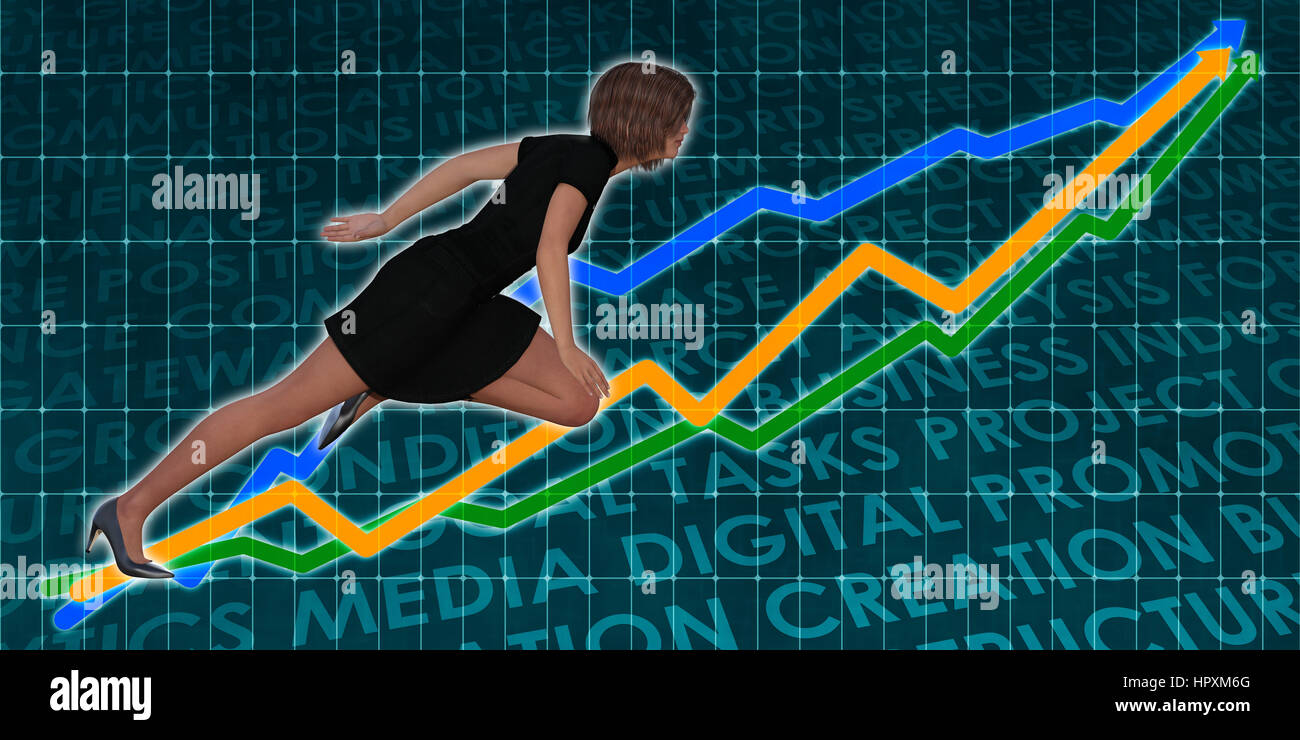 Successful Business with Woman and Graph Background Stock Photo - Alamy