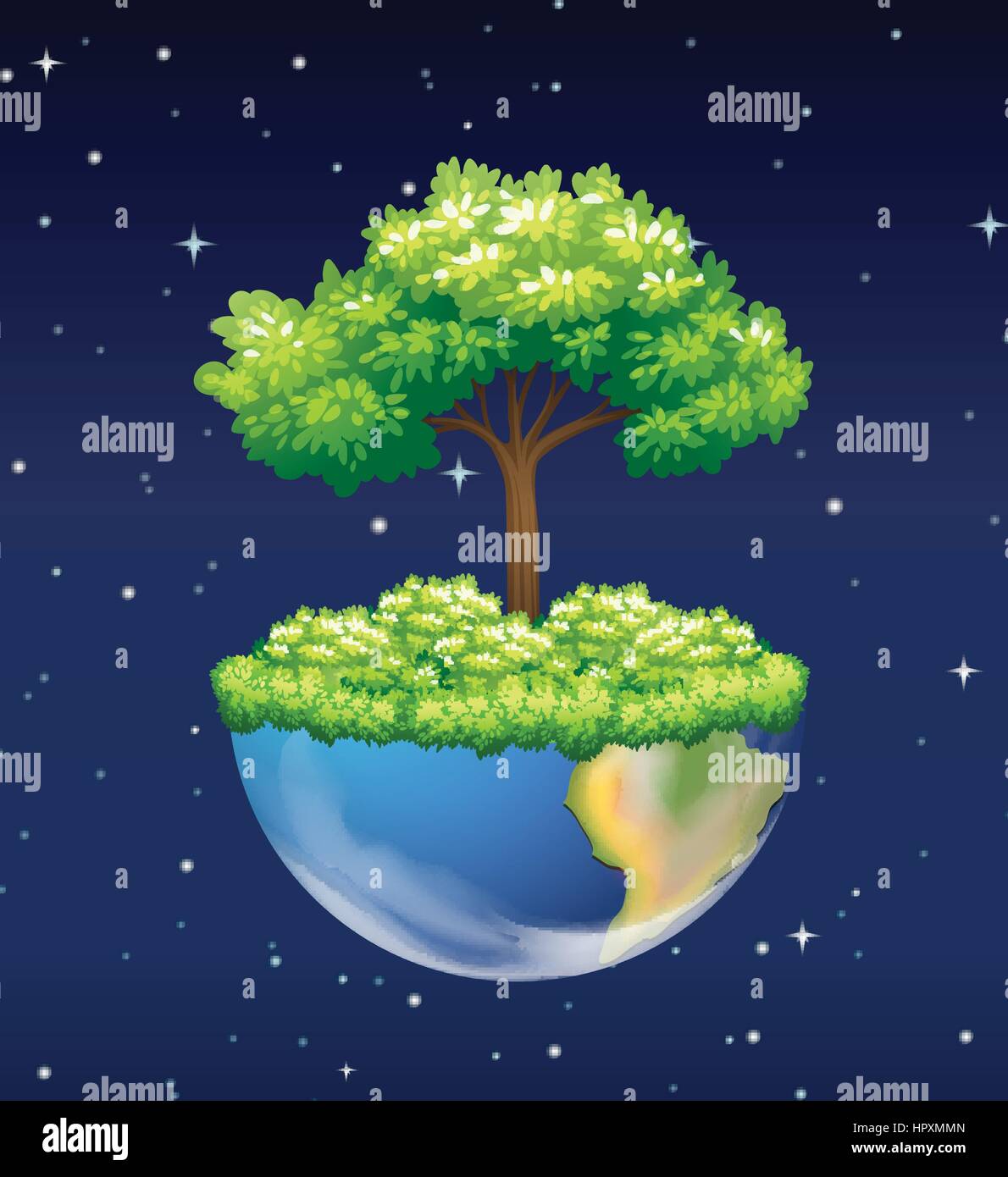 Drawing planet earth on green Stock Vector Images - Alamy