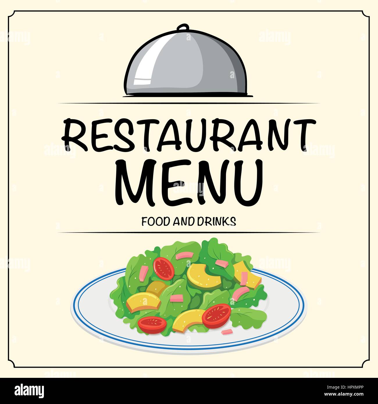 Restaurant menu with salad illustration Stock Vector Image & Art - Alamy
