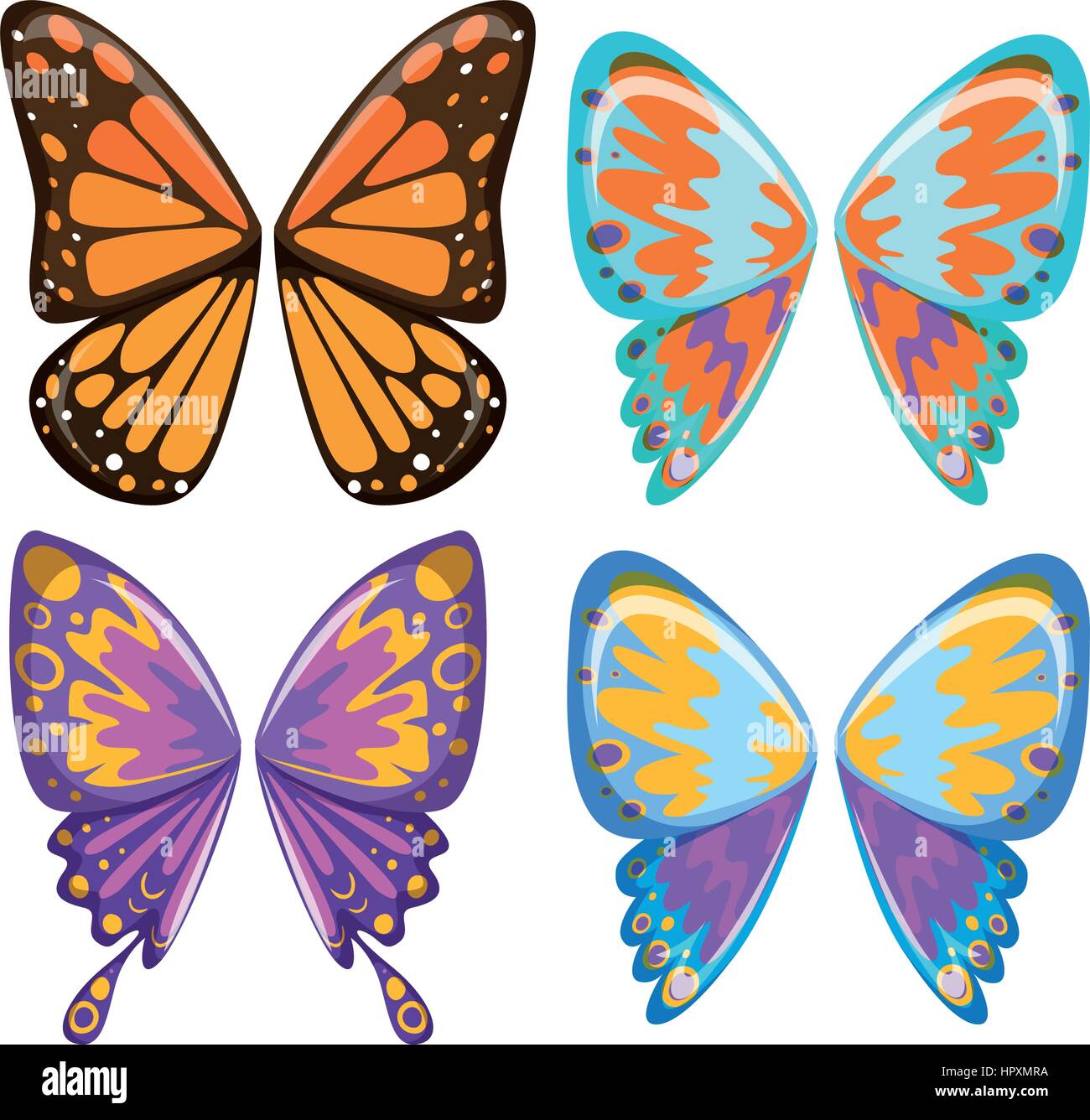 Different pattern of butterfly wings illustration Stock Vector Image ...