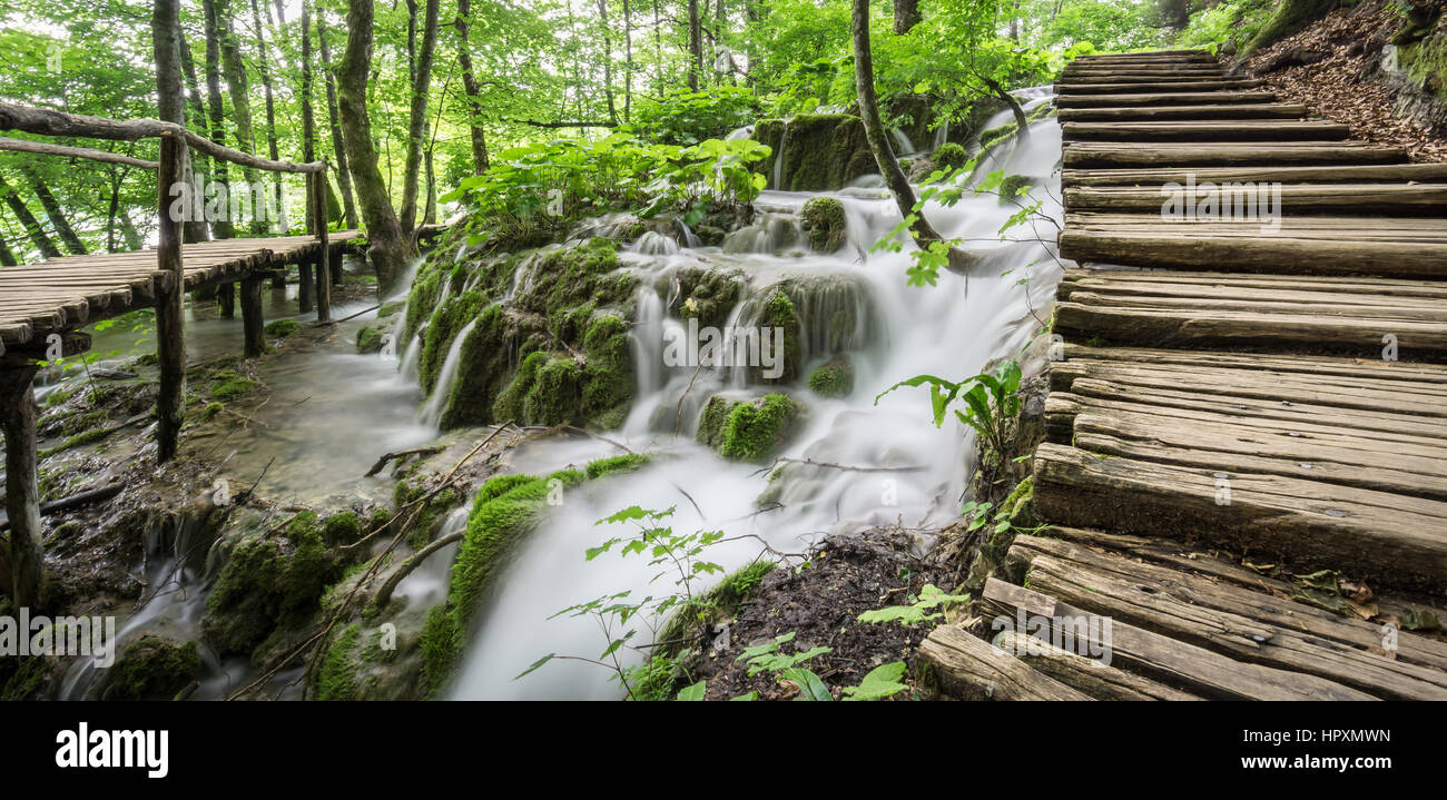Wooden walkway over waterfalls hi-res stock photography and images - Alamy
