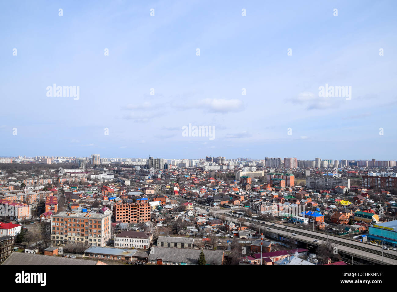 City landscape. The view from the heights of the 24th floor. Krasnodar ...