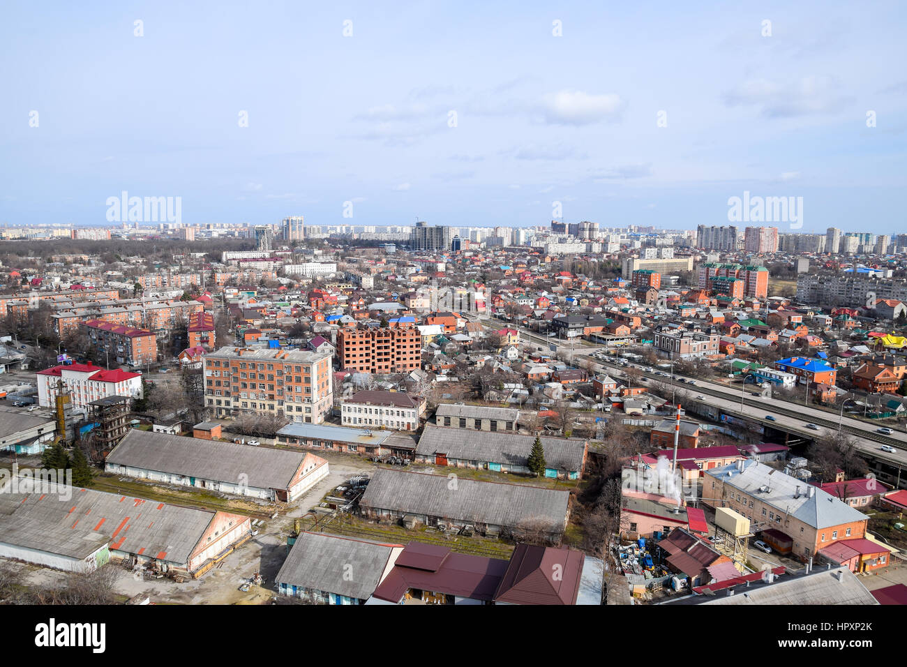 City landscape. The view from the heights of the 24th floor. Krasnodar ...